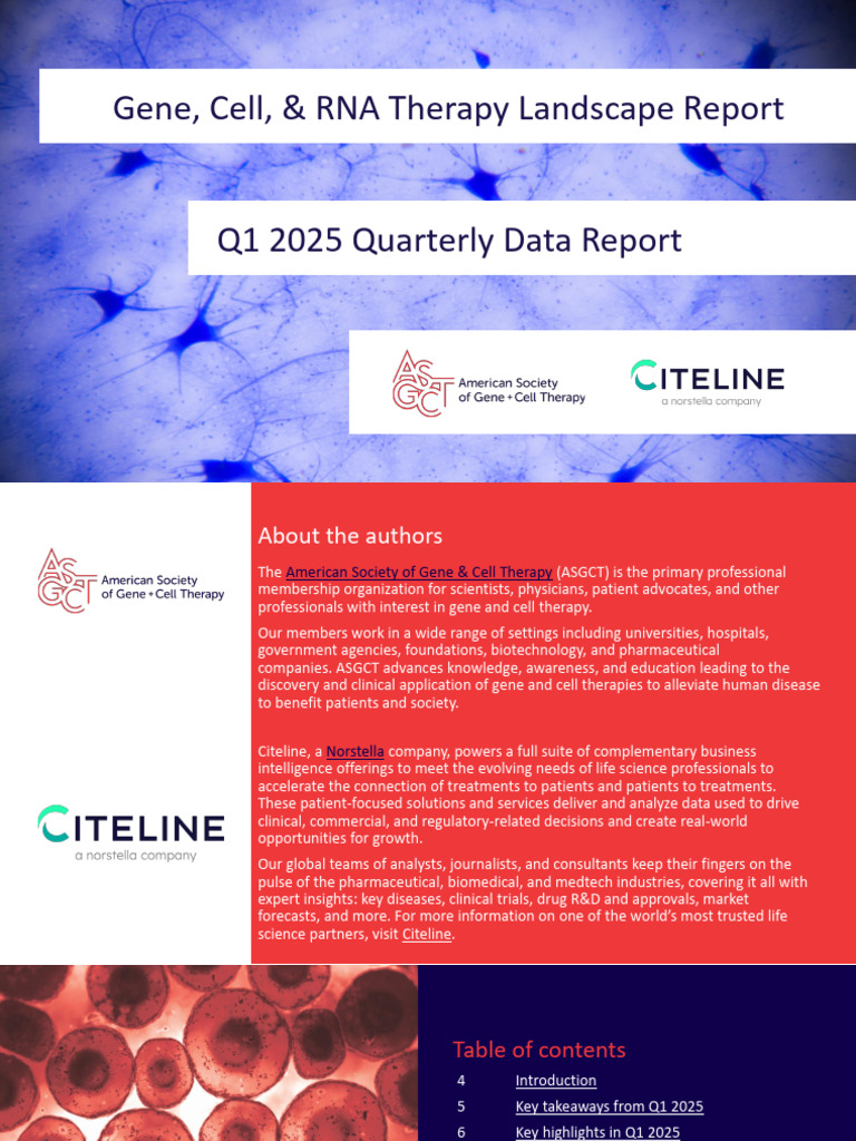 ASGCT Citeline Q1 2025 Report | PDF | Gene Therapy | Biotechnology