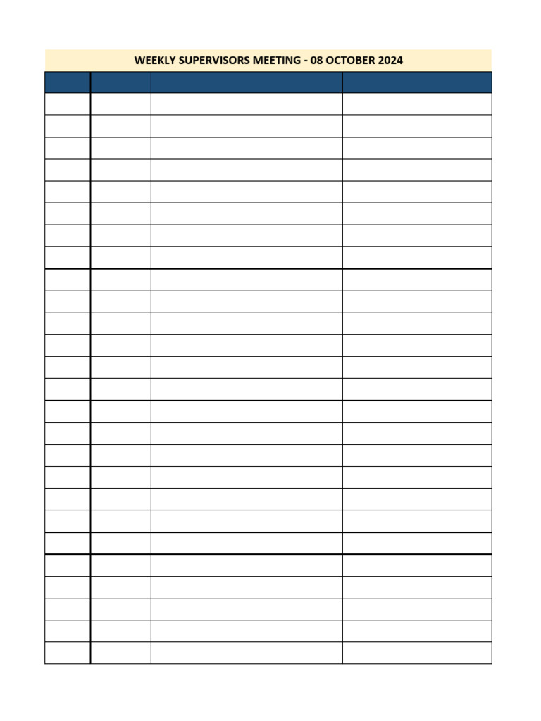 Weekly Supervisor Meeting - Participants List | PDF