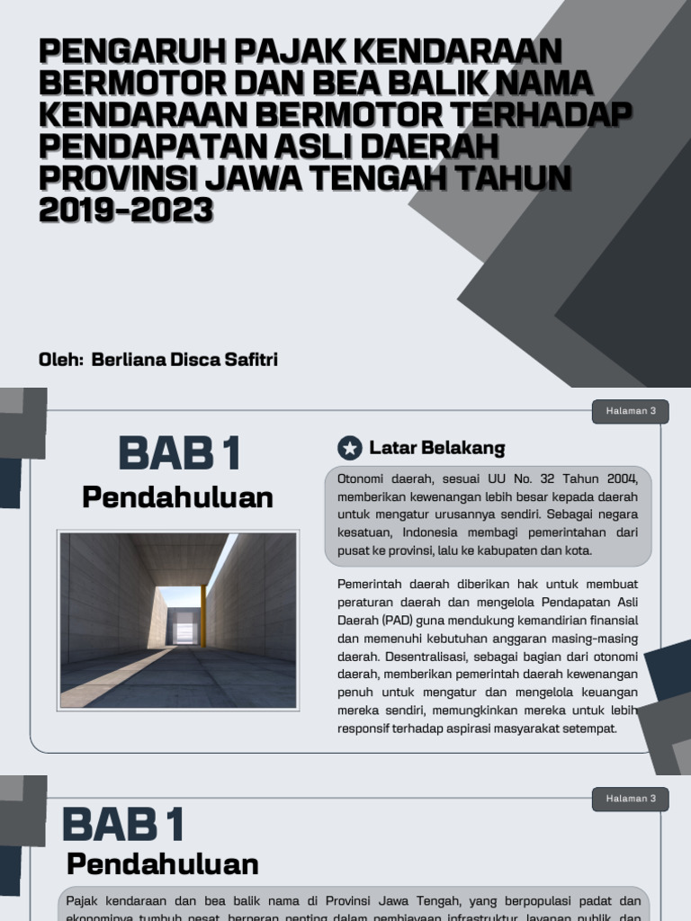 Pengaruh Pajak Kendaraan Bermotor Dan Bea Balik Nama Kendaraan Bermotor ...