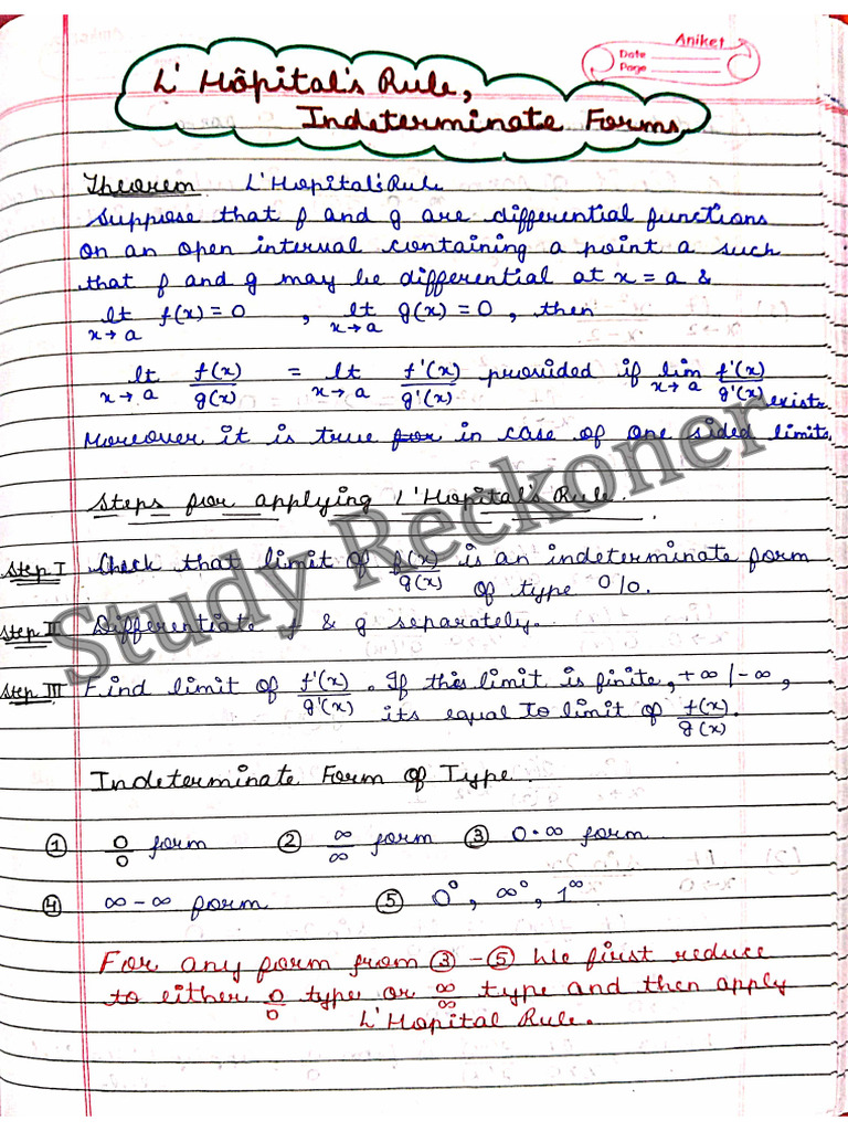 L' Hopital's Rule | PDF