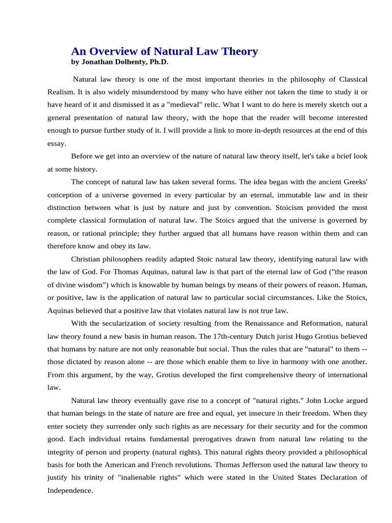 An Overview of Natural Law Theory | PDF | Natural Law | Reason