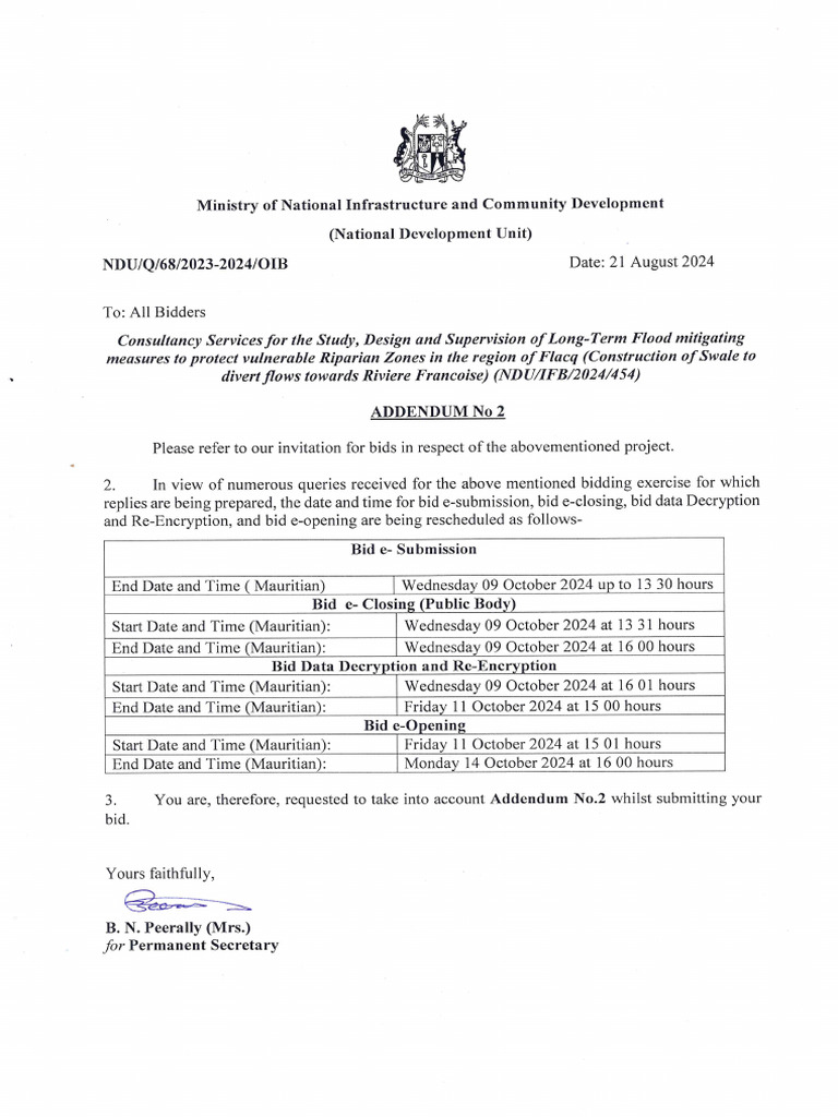 Addendum No 2 CS Flacq | PDF