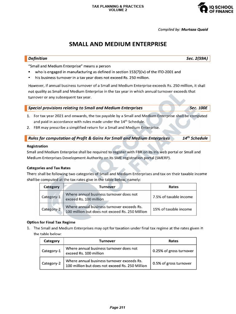 SME Income Tax Implications | PDF