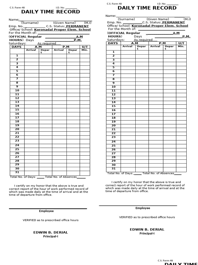 DTR Form48 GUARD | PDF