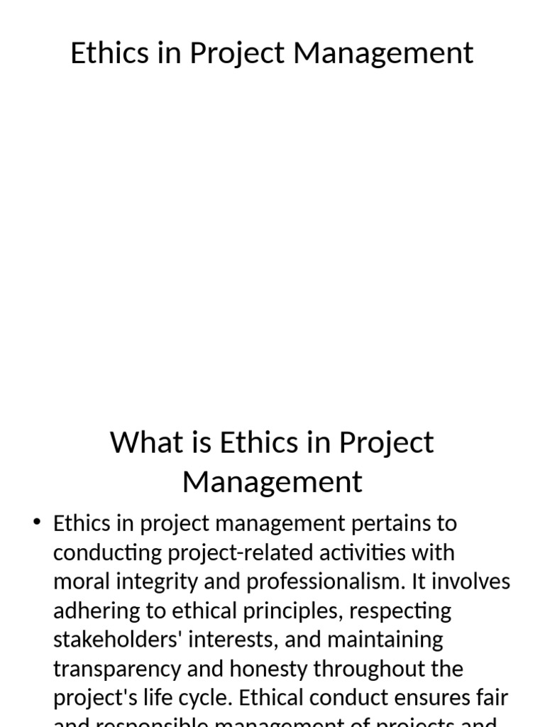 Ethics in Project Management | PDF