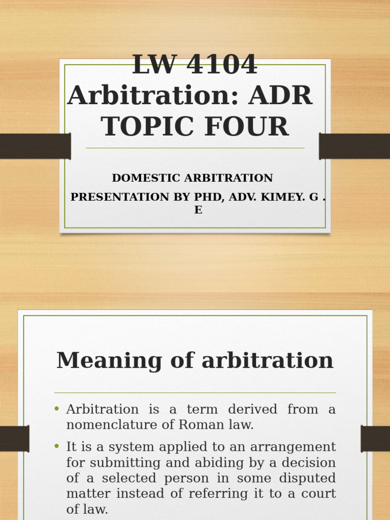 ADR Domestic Arbitration | PDF | Arbitration | Arbitral Tribunal