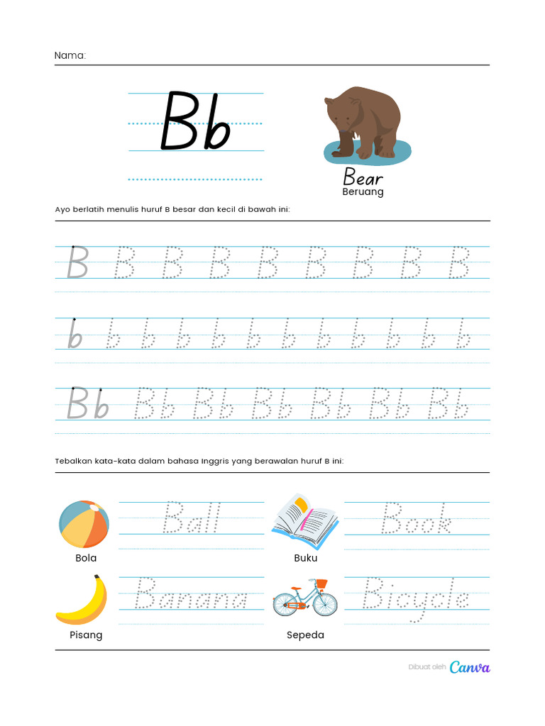 Lembar Kerja Huruf B Abjad Asli Dan Nuansa Bumi Berwarna - 20250620 ...