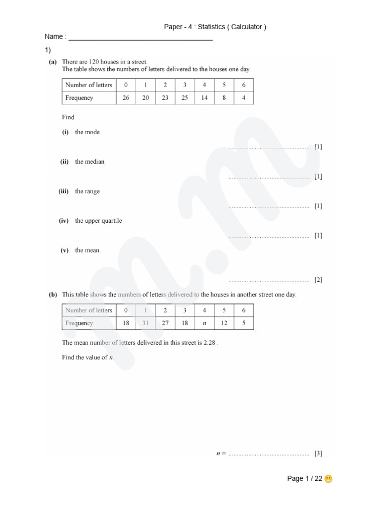 Statistics Calculator Paper | PDF