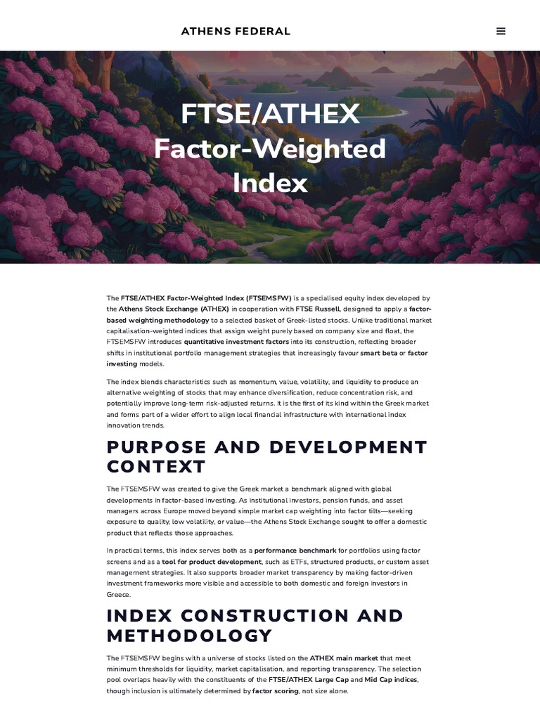 FTSE - ATHEX Factor-Weighted Index - Athens Federal | PDF | Stock Market Index | Investing