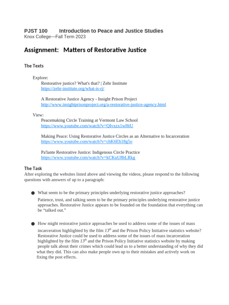 Understanding Restorative Justice Principles | PDF | Restorative ...