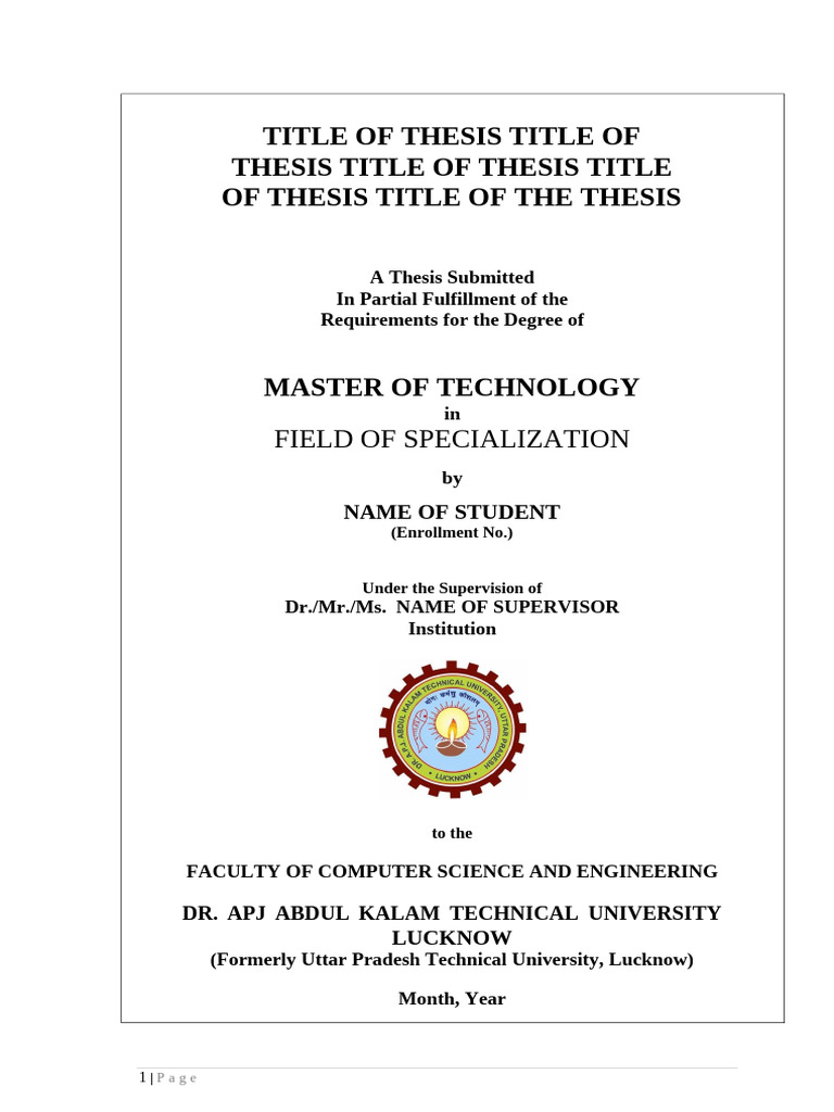 AKTU Mtech Report Annexures | PDF | Thesis