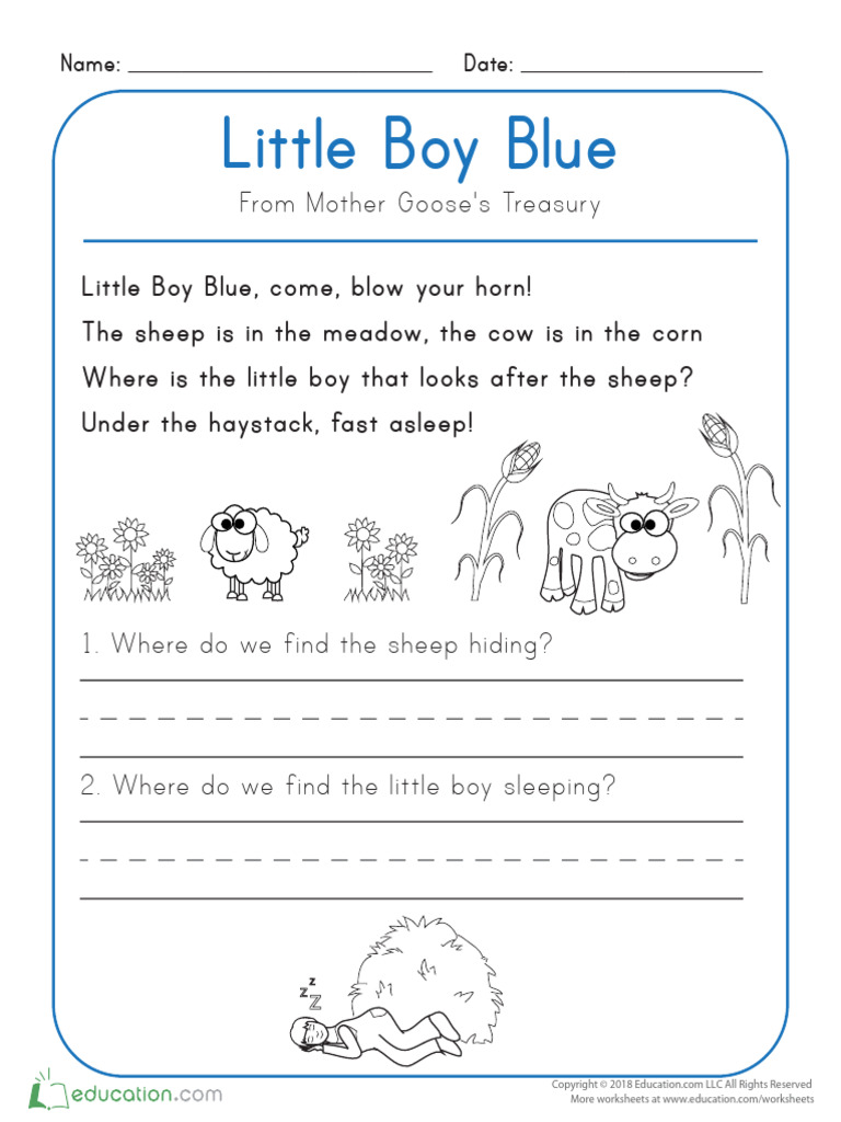 Little Boy Blue Poem | PDF