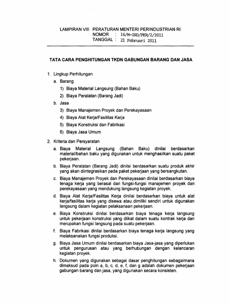 Contoh Tata Cara Penghtungan TKDN | PDF