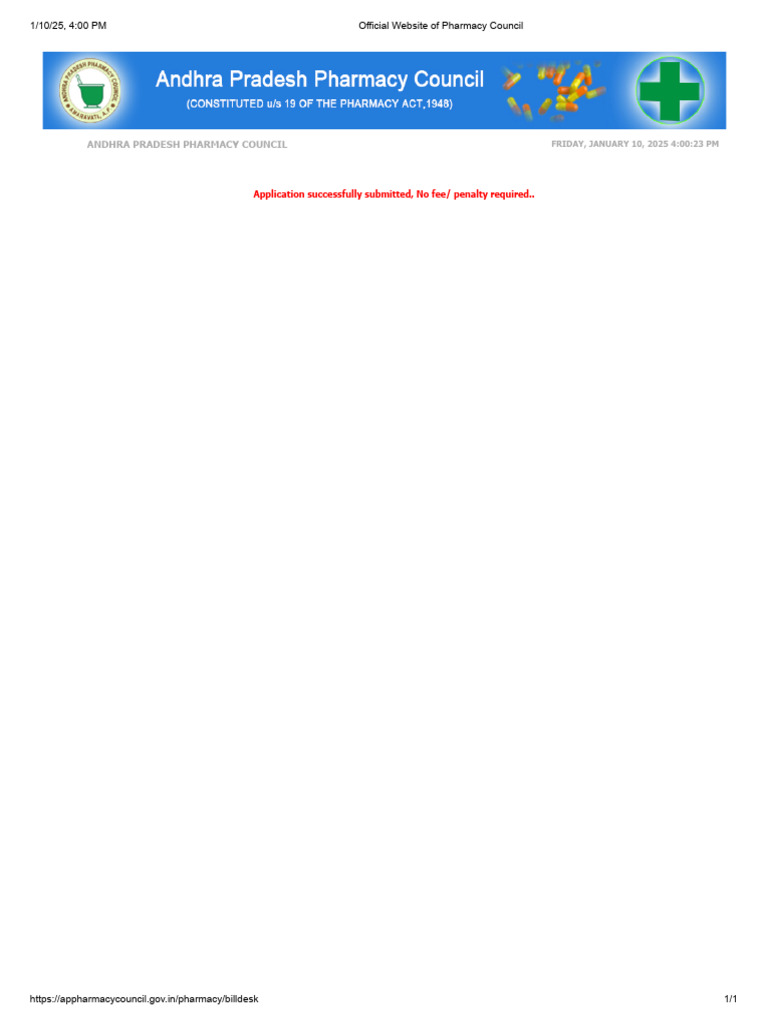 Official Website of Pharmacy Council - Payment | PDF