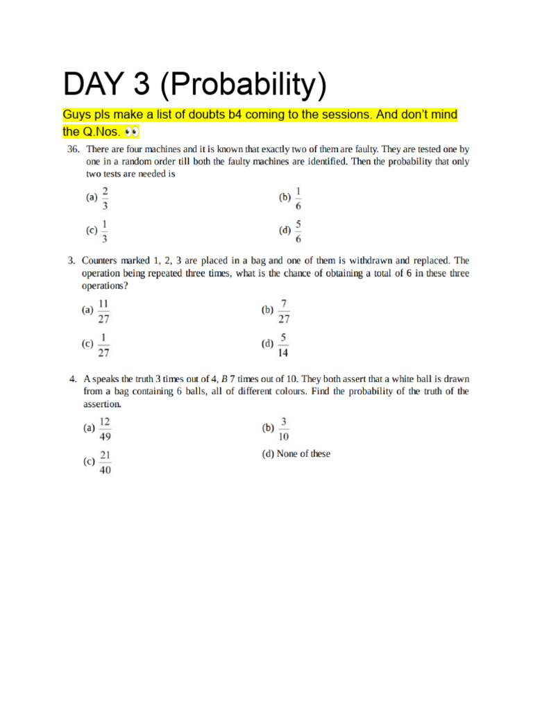 Nset Math Question Bank Day 3 | PDF