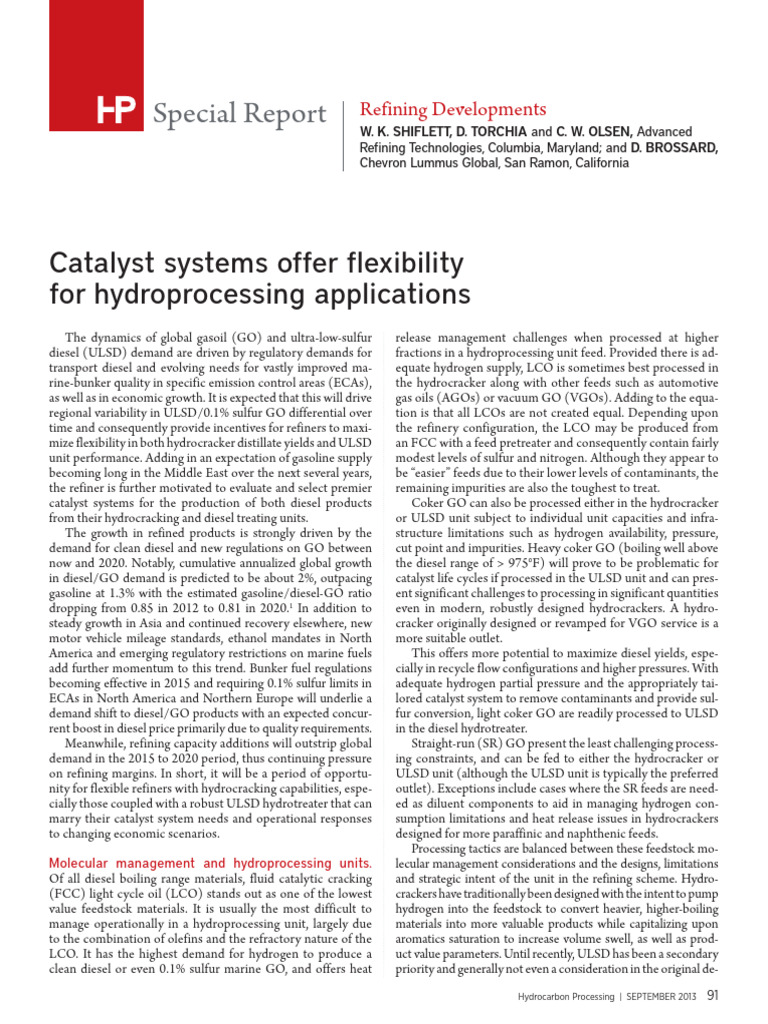 Catalyst Systems Offer Flexibility For Hydroprocessing Applications ...
