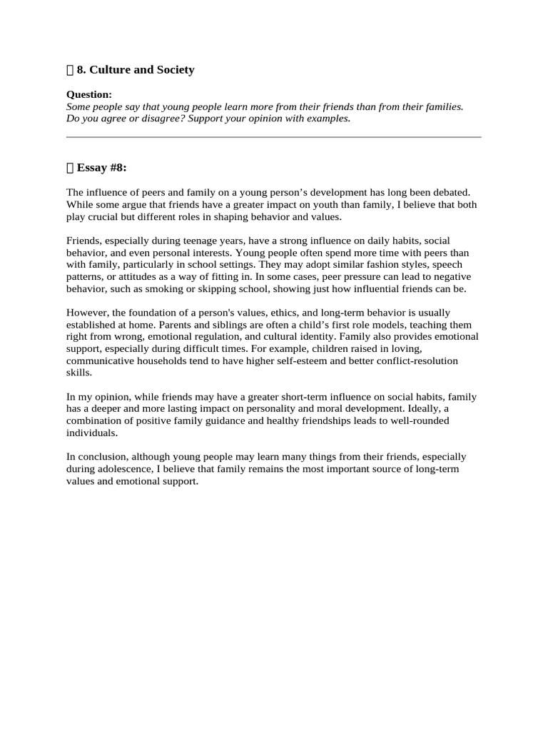 Friends vs. Family: Youth Influence Debate | PDF