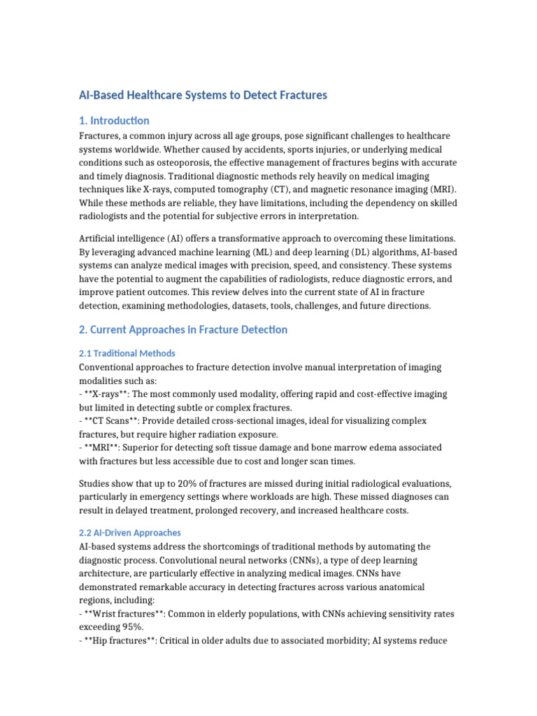 AI Based Fracture Detection Lit Review | PDF | Medical Imaging | Radiology
