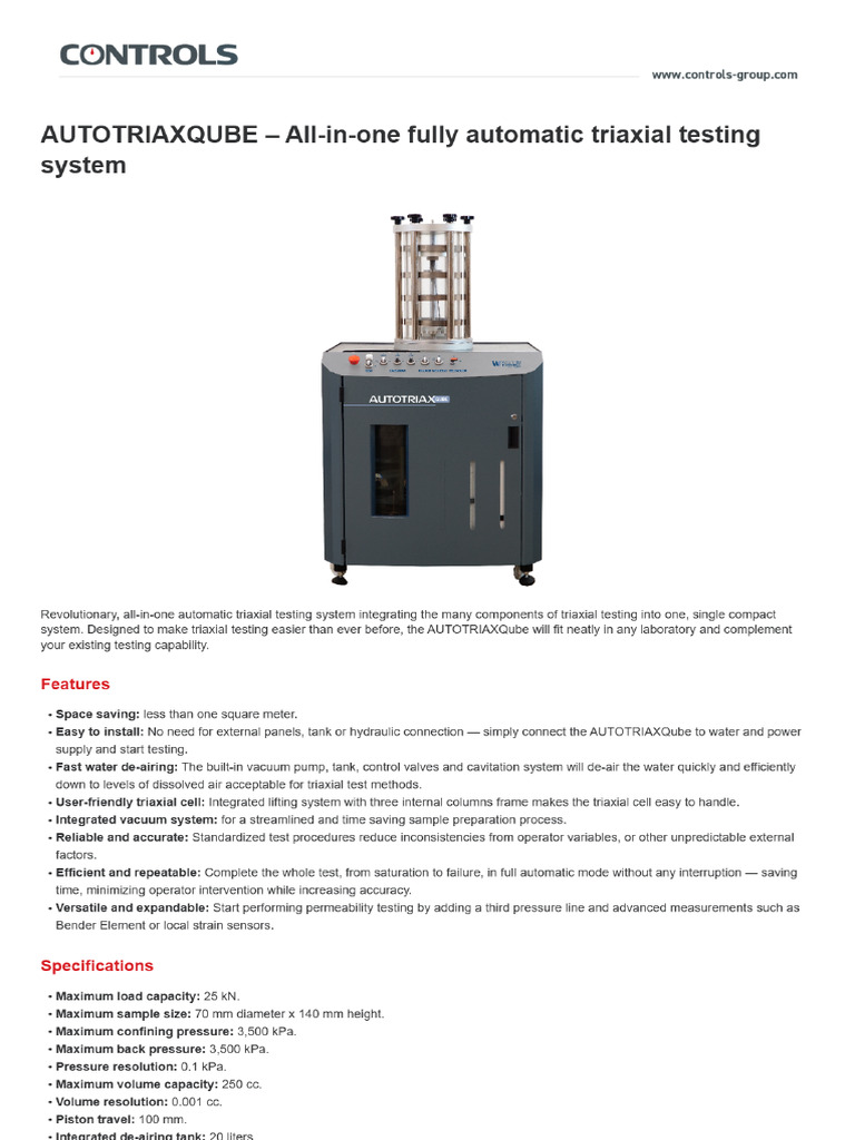 All in One Fully Automatic Triaxial Testing System | PDF