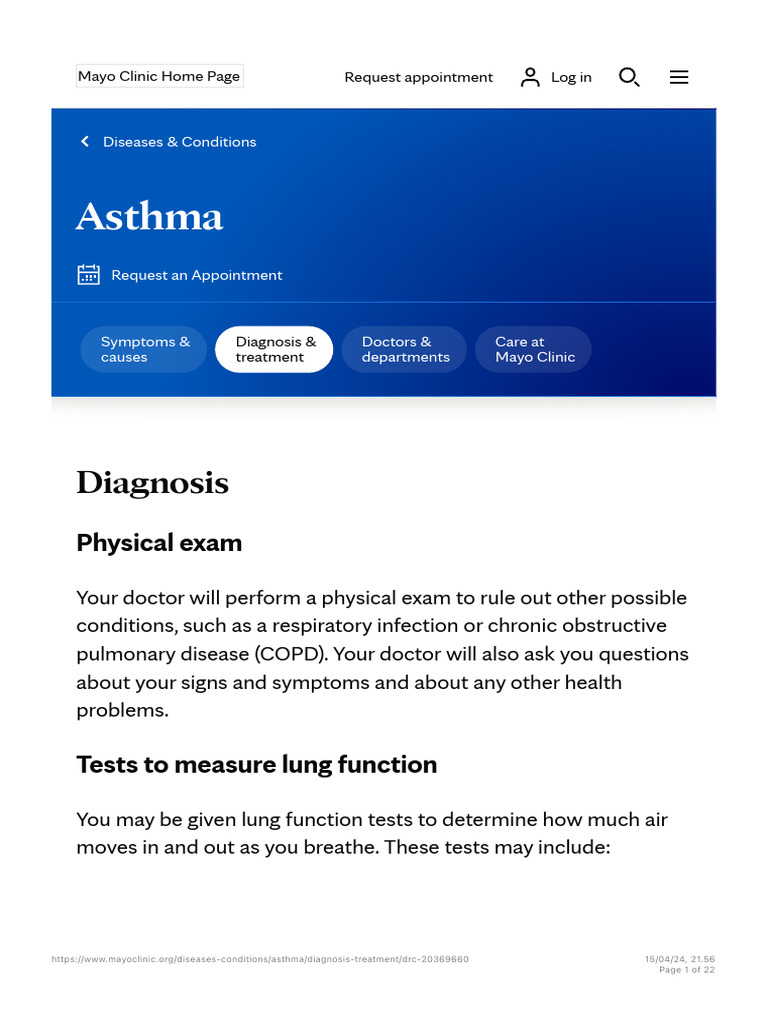 Asthma - Diagnosis and Treatment - Mayo Clinic | PDF | Asthma ...