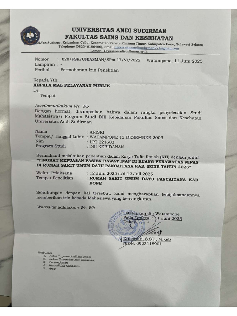Surat Pengantar Kampus | PDF
