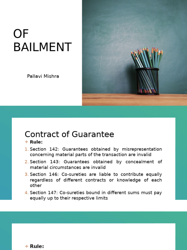 Topic 3 - Contract of Bailment | PDF | Guarantee | Legal Liability
