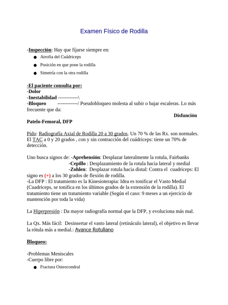 Signos de Aprehensión en Rodilla | PDF | Rodilla | Pie