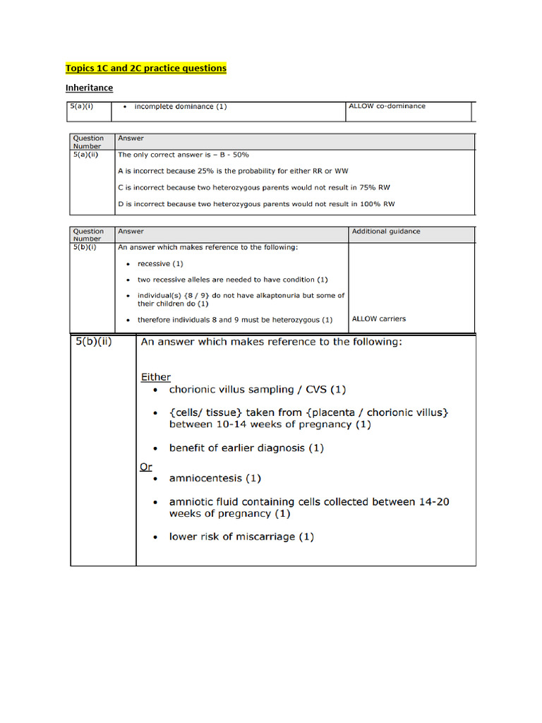 1c, 2b, 2c Practice Answers | PDF