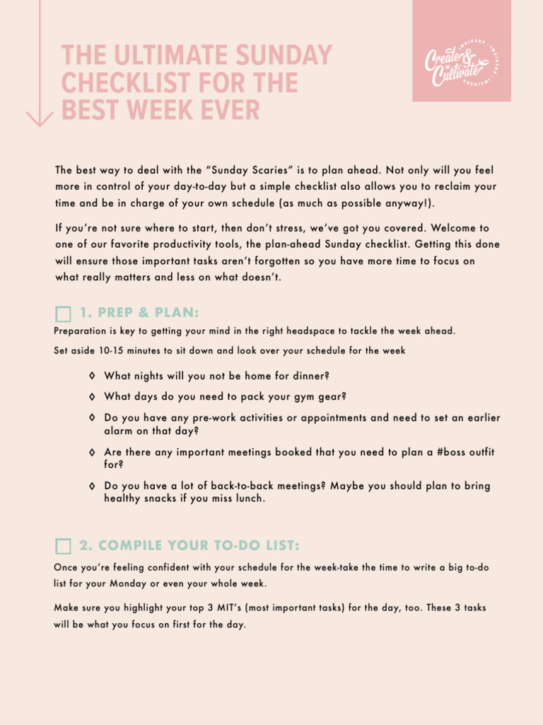 C&CThe Ultimate Sunday Checklist | PDF