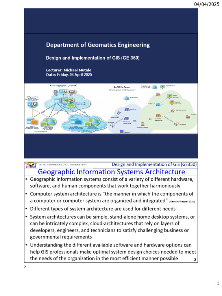 01 GIS System Design and Architecture | PDF | Arc Gis | Esri