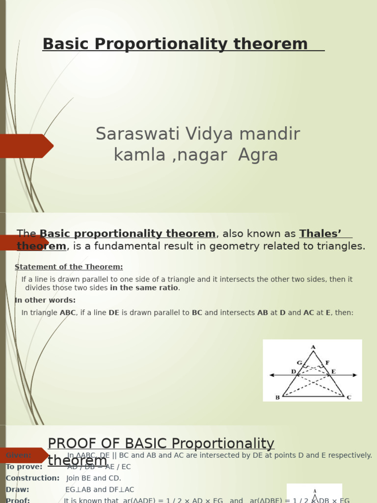 Basic Proportionality Theorem Anshul Sir | PDF