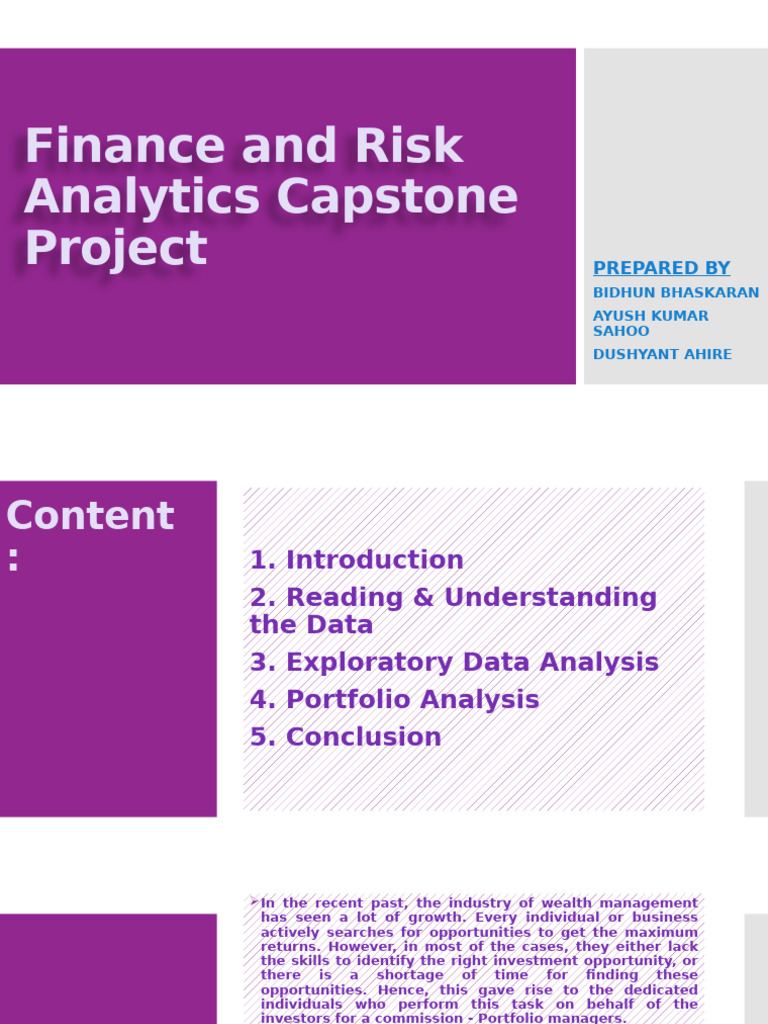 Finance and Risk Analytics Capstone Project | PDF | Stocks | Investing
