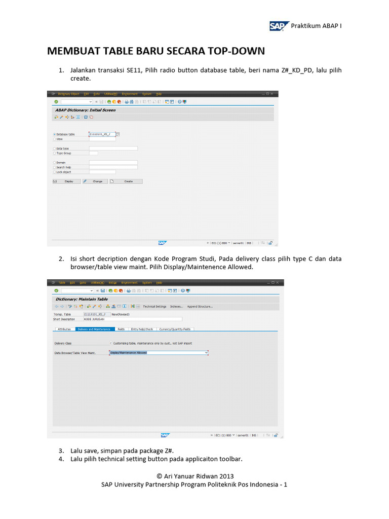 ABAP - Modul 4c - Creating Table (Top Down) Dan Relationship | PDF