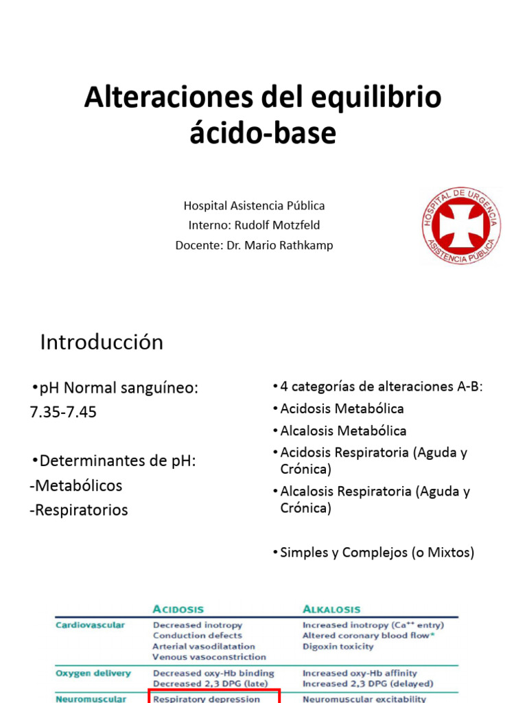 Alteraciones Del Equilibrio Ácido-base.pptx | PDF | Medicina de Cuidados Intensivos | Fisiología