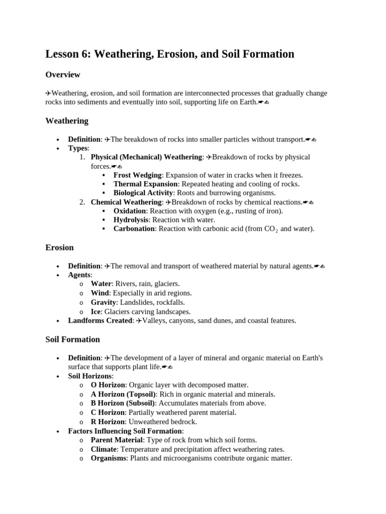 Lesson 6 Weathering, Erosion, and Soil Formation | PDF
