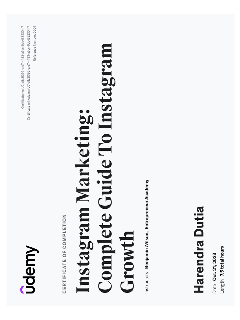 Udemy Instagram Certificate - JPG | PDF