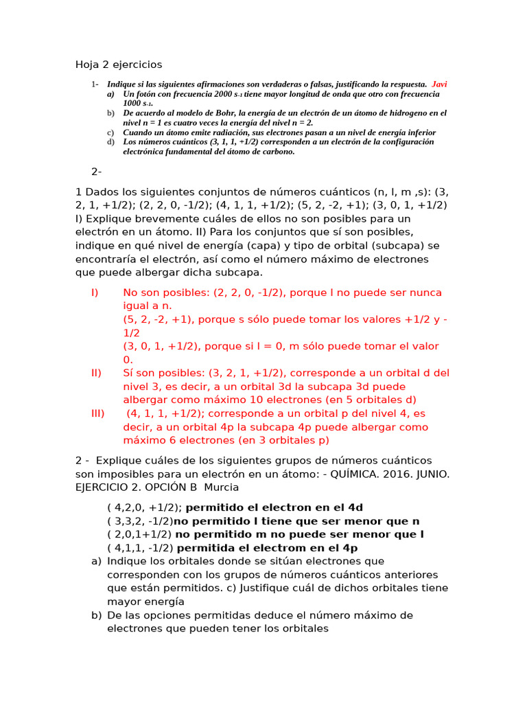 Problemas Añadidos Hoja 1 Resueltos | PDF | Orbital atómico | Electrón