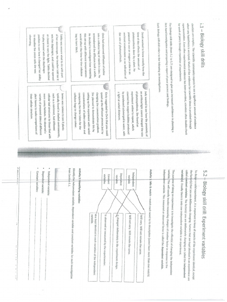 Biology Skill Drills and Assumed Knowledge | PDF