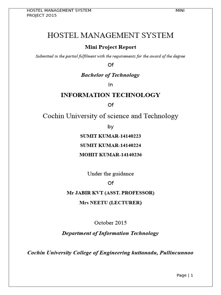 Hostel Management System | PDF | Java (Programming Language) | Java ...