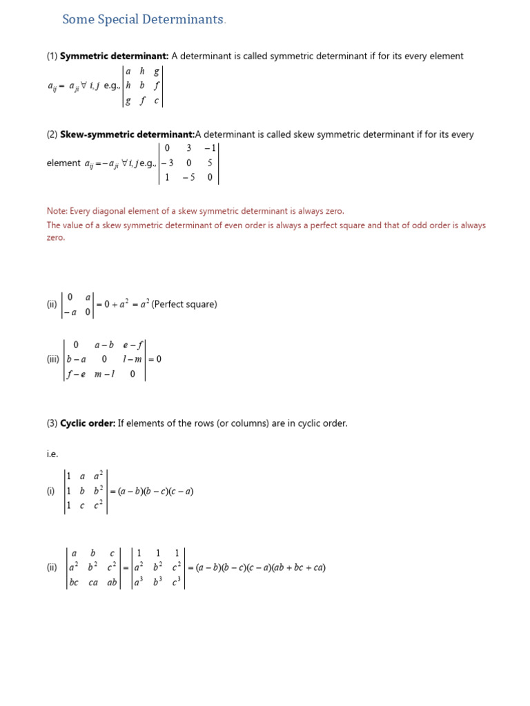 Special Determinants Explained | PDF