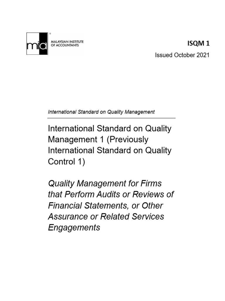 ISQM_1 | PDF | Audit | Quality Management