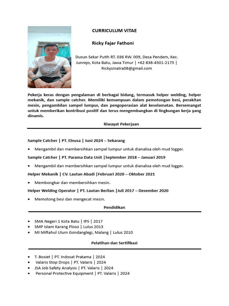 CV - Ricky Fajar Fathoni | PDF