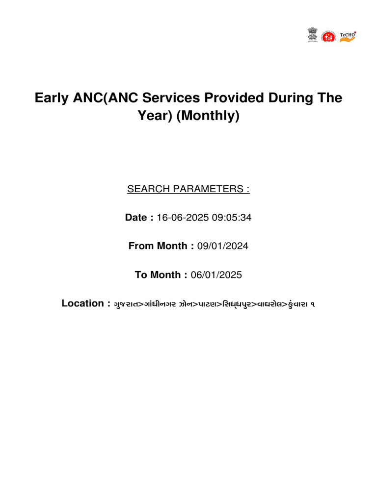 Early ANC (ANC Services Provided During The Year) (Monthly ...