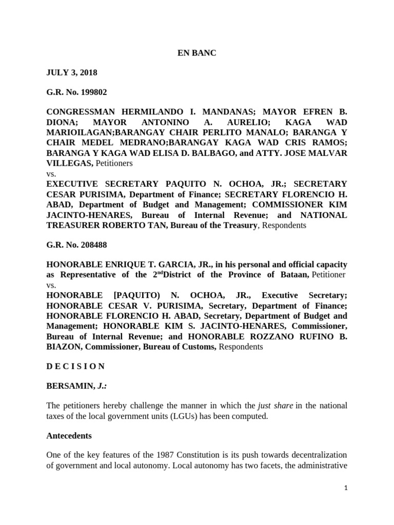 I 20.congressman Mandanas v. Executive Secretary Ochoa | PDF | Mandamus ...
