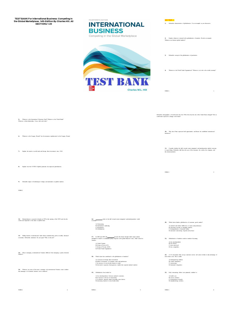 International Business Test Bank 14th Edition | PDF | Globalization ...