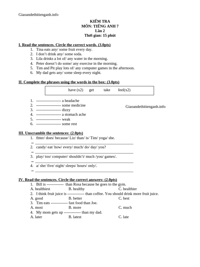 Bộ Đề Kiểm Tra Định Kỳ Ta7 Smart World Sw7 - 15p - 2 - hk1 | PDF