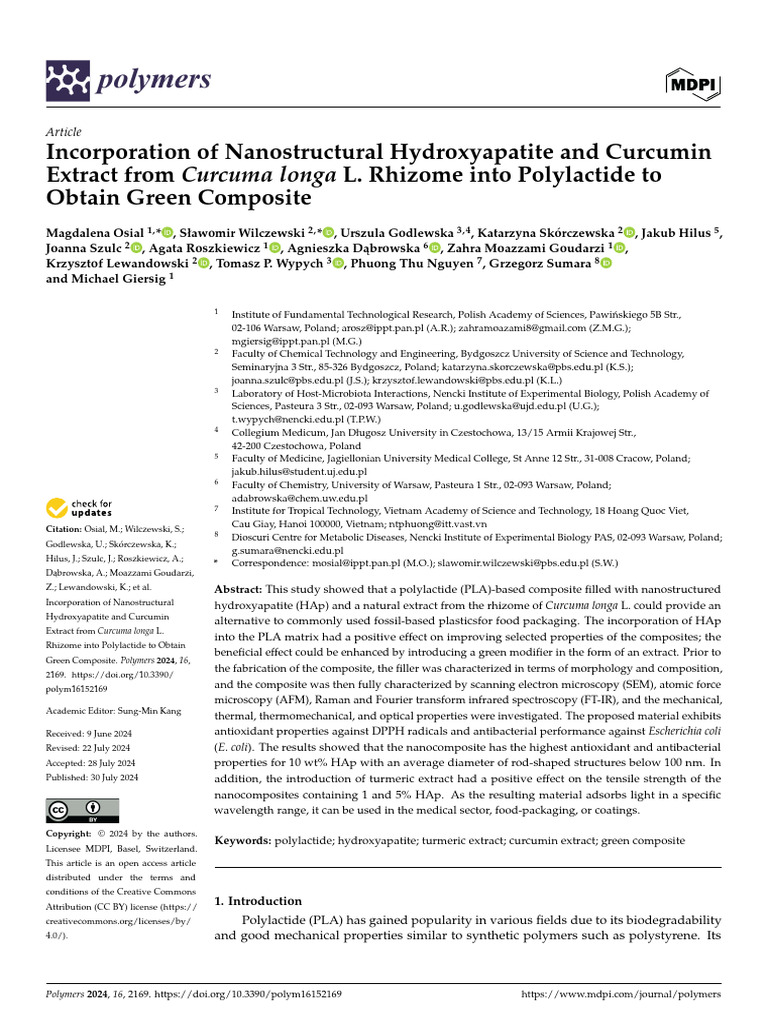 Polymers 16 02169 v2 | PDF | Nanocomposite | Differential Scanning ...