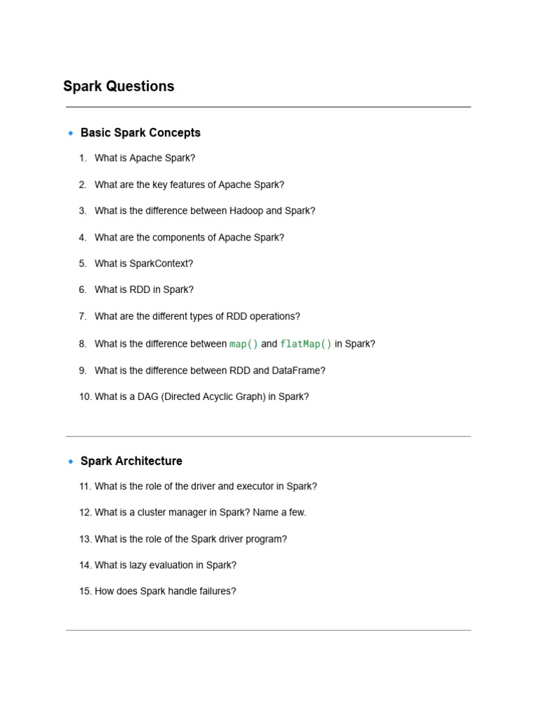 Spark Questions | PDF