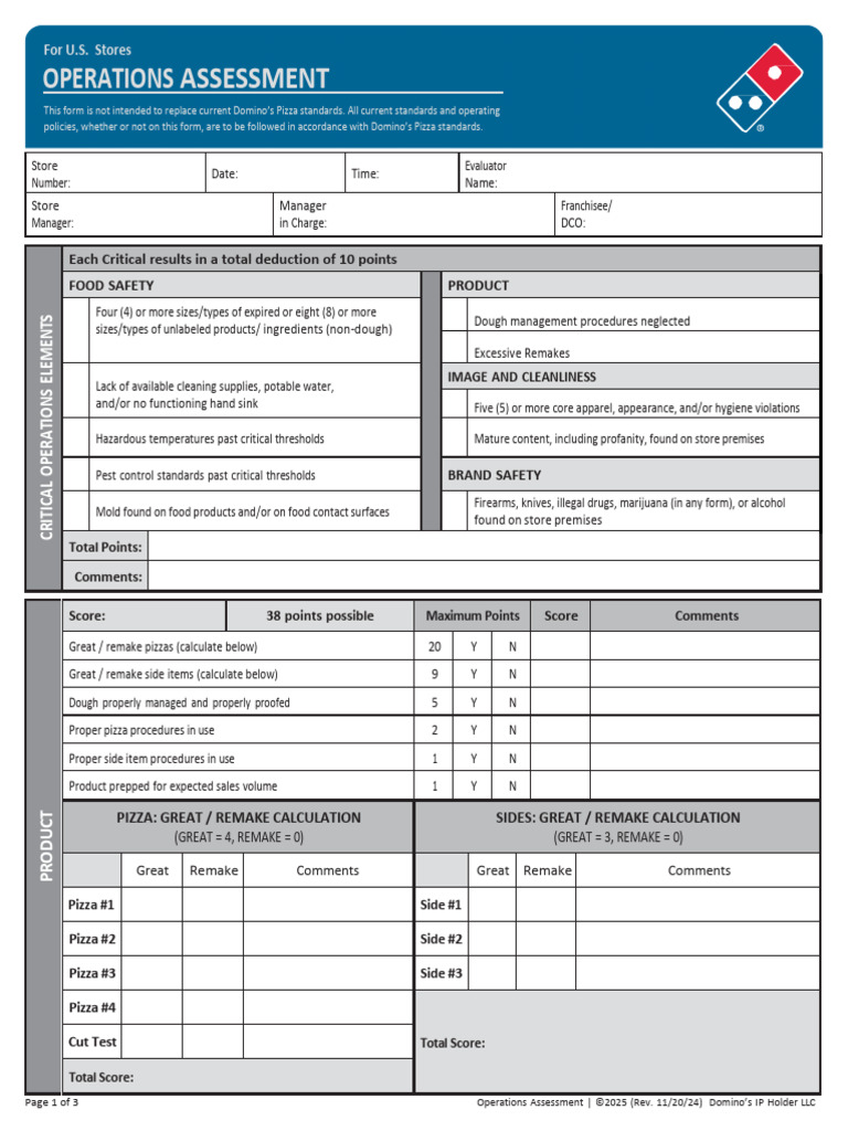 Operations Assessment Form 2025 | PDF