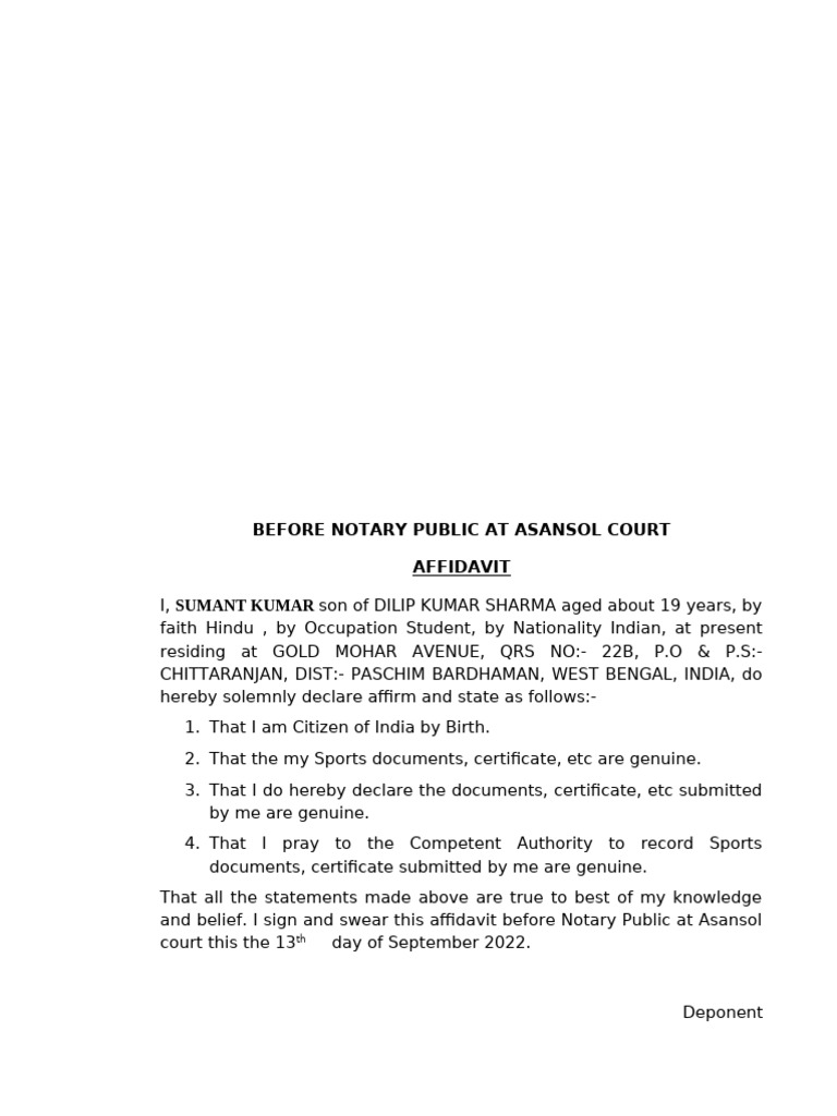 Affidavit of Document Authenticity | PDF